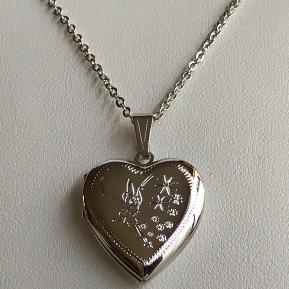 Disney | Jewelry | Disney Tinker Bell Heart Locket Necklace 8 | Poshmark